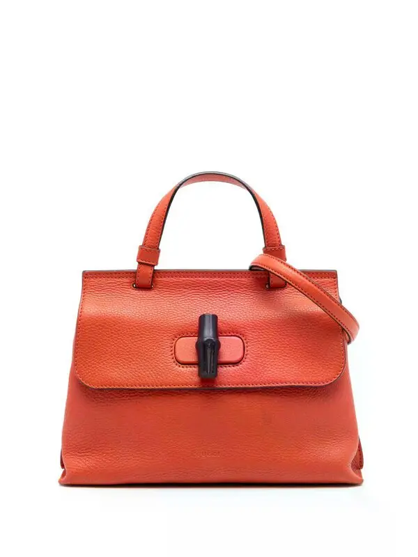 Gucci Small Leather Bamboo Daily Satchel - Orange