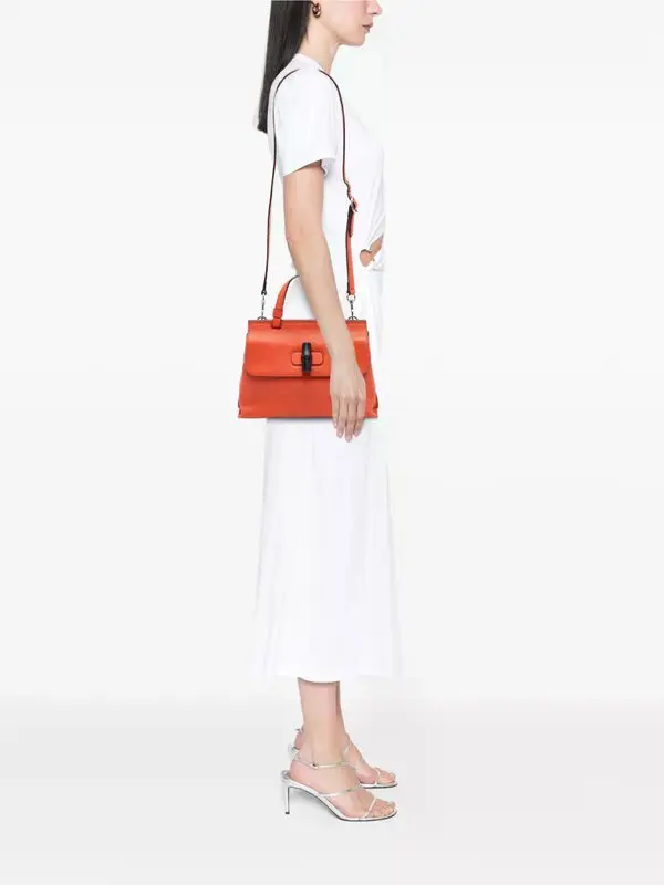 Gucci Small Leather Bamboo Daily Satchel - Orange