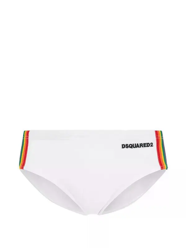 Dsquared2 Striped-detail Swim Brief - White