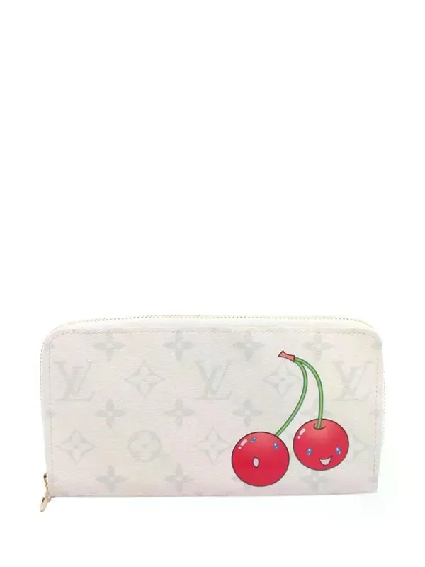LOUIS VUITTON 2021-2026 Takashi Murakami Monogram Cherry Zippy Wallet Long Wallets - White
