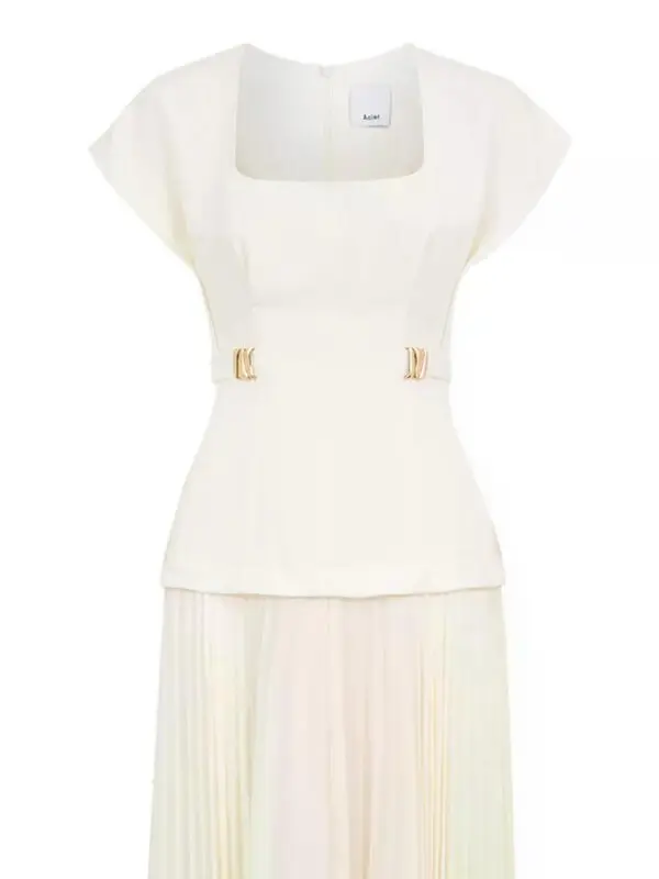Acler Bollow Square-neck Pleated Maxi Dress