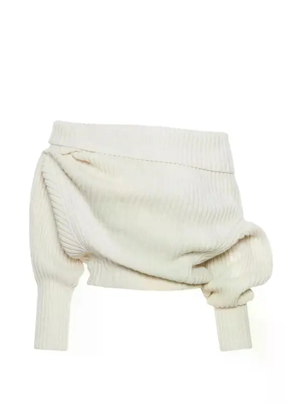 A.W.A.K.E. Mode Rib Knit Button Sweater - Neutrals