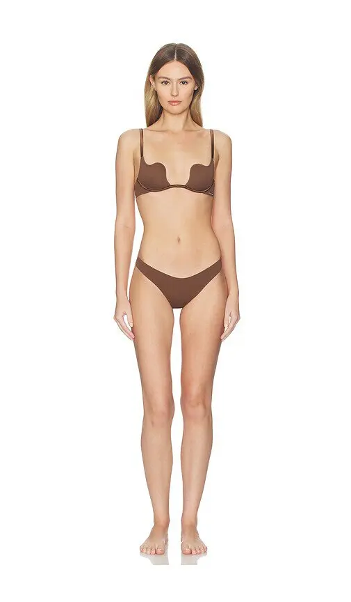 FLEUR DU MAL Le Stretch Micro Thong In Brown - Cocoa