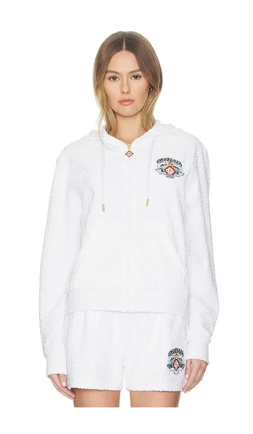 Casablanca Waves Monogram Towelling Zip-up Hoodie