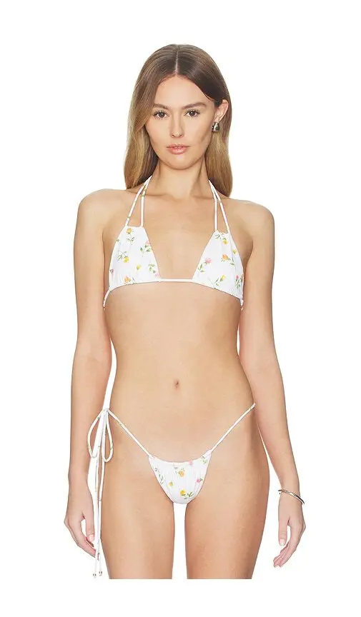 INDAH Bongo Triangle Bikini Top - Bebe White