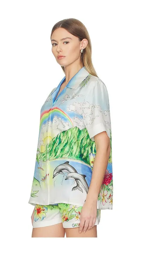Casablanca Silk Aloha Shirt With Tropical Graphic