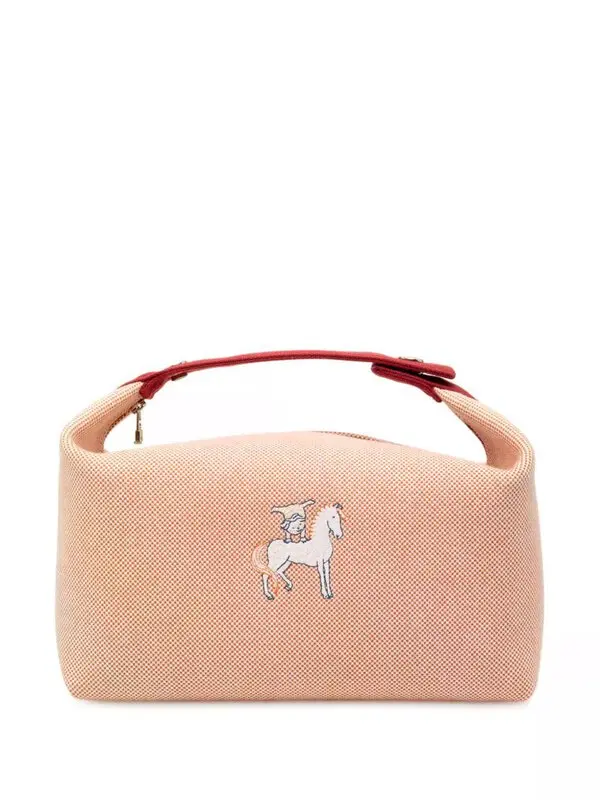 Hermès 2010-2025 Large Canvas Bride A Brac Cabriole Case Vanity Bag - Orange