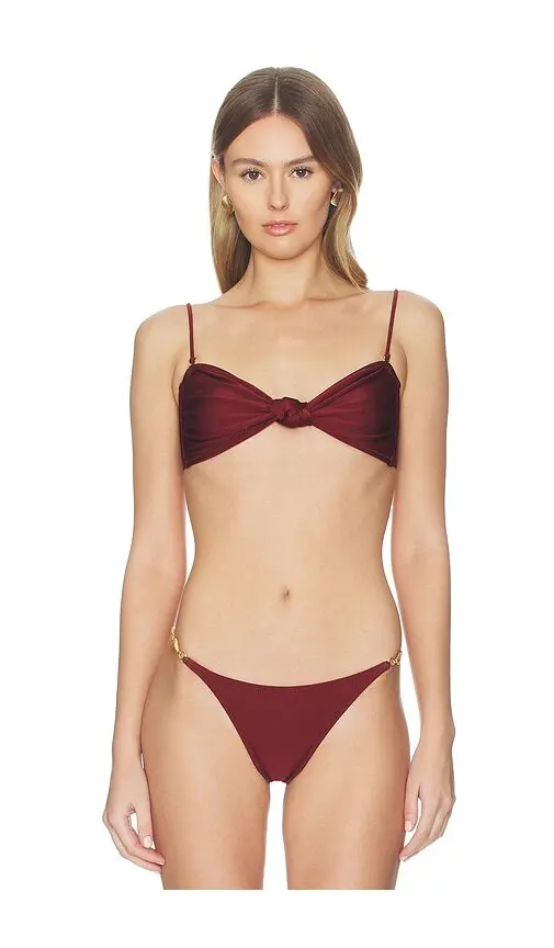 SHANI SHEMER Maren Bandeau Bikini Top - Burgundy