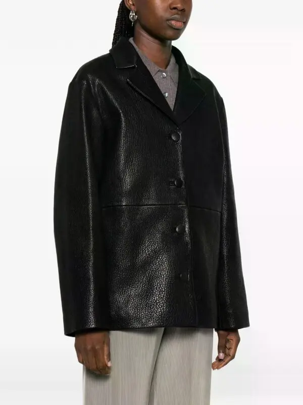 RÓHE Single-breasted Grained Leather Jacket