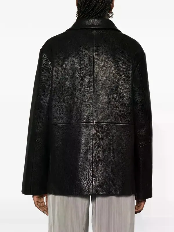 RÓHE Single-breasted Grained Leather Jacket