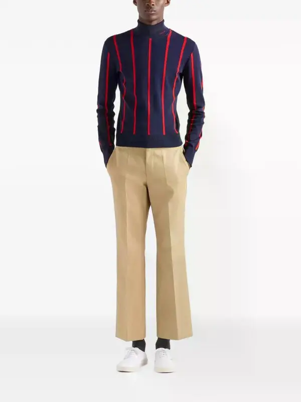 Prada Striped Intarsia Sweater - Blue