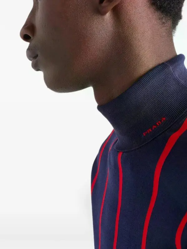 Prada Striped Intarsia Sweater - Blue