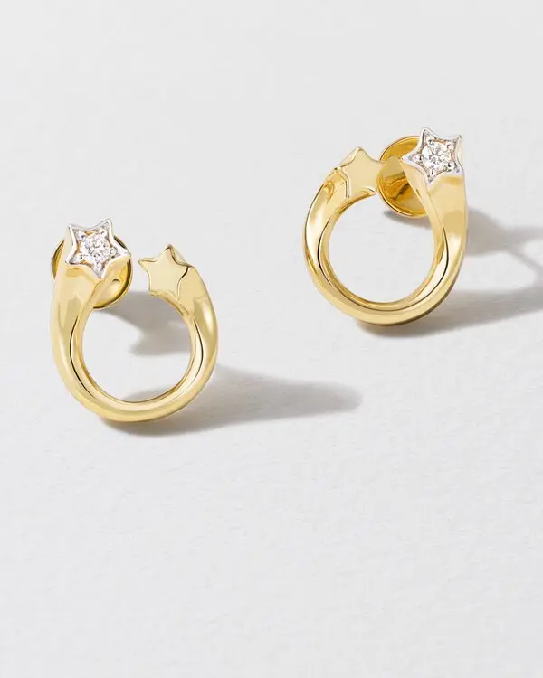 ROXANNE FIRST Diamond Shooting Star Stud Earrings - Yellow Gold