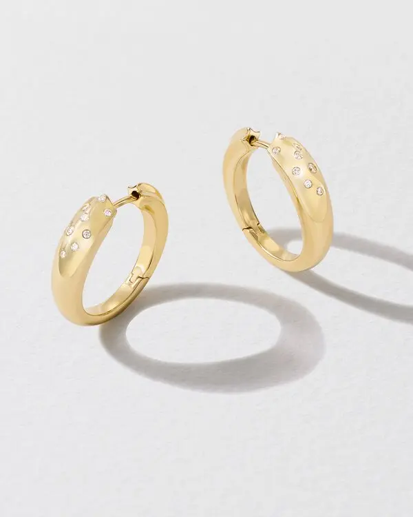 ROXANNE FIRST Diamond Shooting Star Hoop Earrings - Yellow Gold