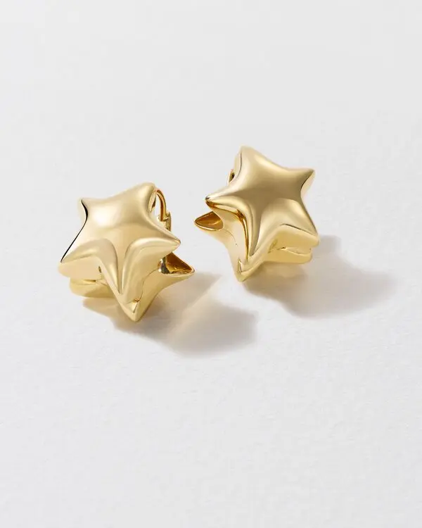 ROXANNE FIRST Gold Star Hoop Earrings - Yellow Gold