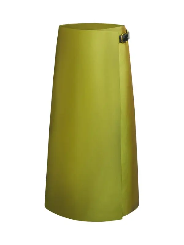 Tess Lorenz Viscose Wrap Midi Skirt - Chartruse