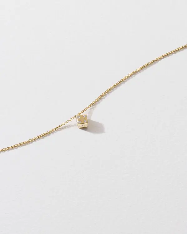 ROXANNE FIRST Diamond Dice Icon Pendant Necklace - Yellow Gold