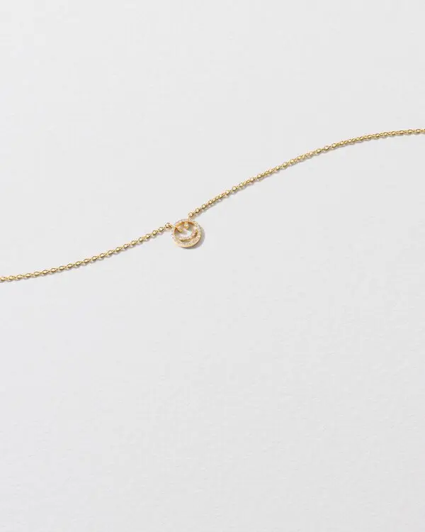 ROXANNE FIRST Diamond Happy Face Icon Necklace - Yellow Gold