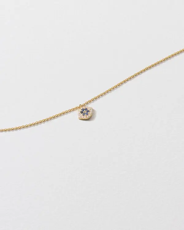 ROXANNE FIRST Diamond, Sapphire & Topaz Evil Eye Necklace - Yellow Gold