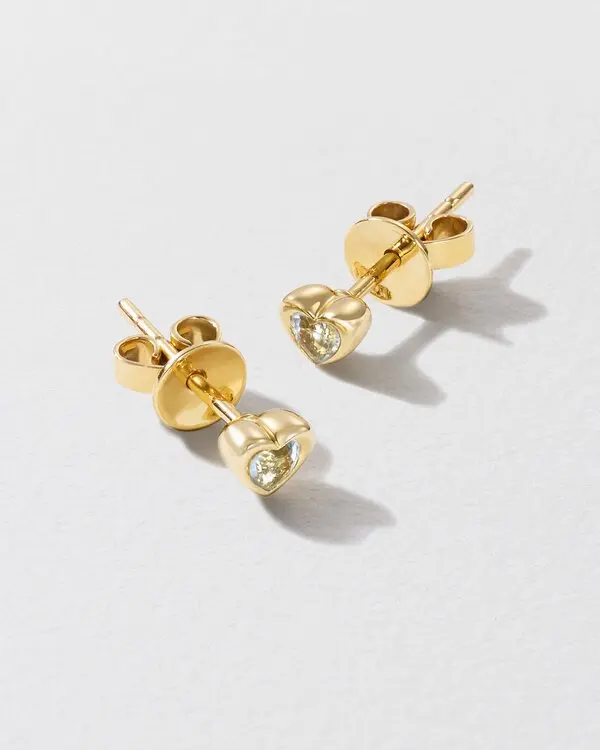 ROXANNE FIRST Mini Topaz Total Stud Heart Earrings - Yellow Gold