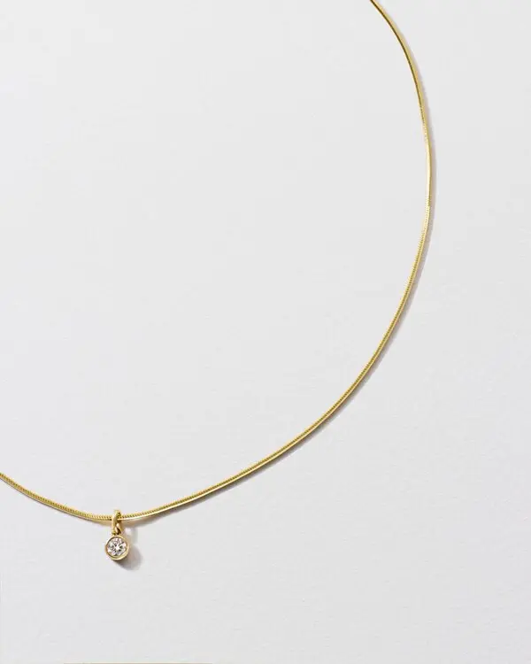 ROXANNE FIRST Round Diamond 14k Gold Snake Chain Necklace - Yellow Gold
