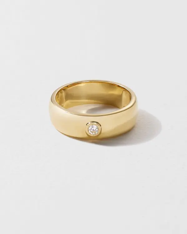 ROXANNE FIRST Round Diamond Cigar Band Ring - Yellow Gold