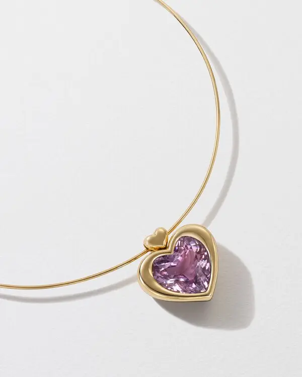 ROXANNE FIRST Kunzite Heart Pendant Necklace - Yellow Gold