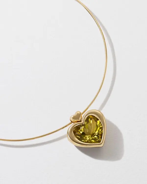 ROXANNE FIRST Cupid’s Big Quartz Heart Pendant Necklace - Yellow Gold