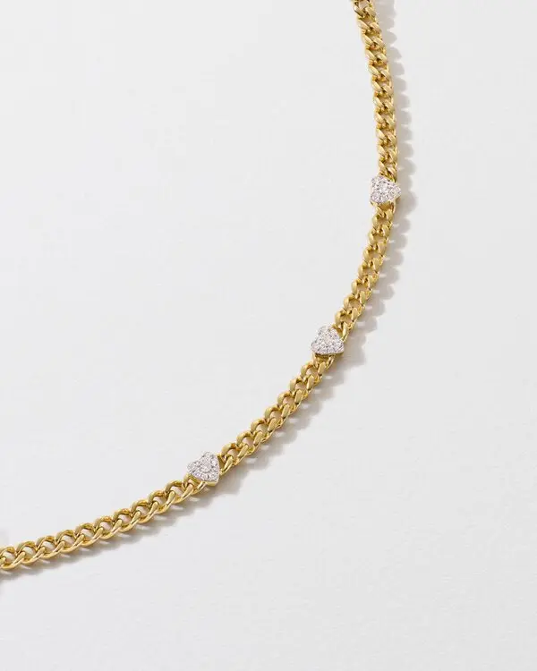 ROXANNE FIRST 80's Chunky Diamond Heart Bracelet - Yellow Gold