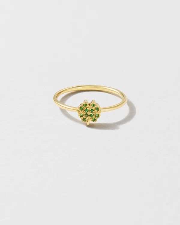 ROXANNE FIRST Tsavorite Clover Icon Ring - Yellow Gold