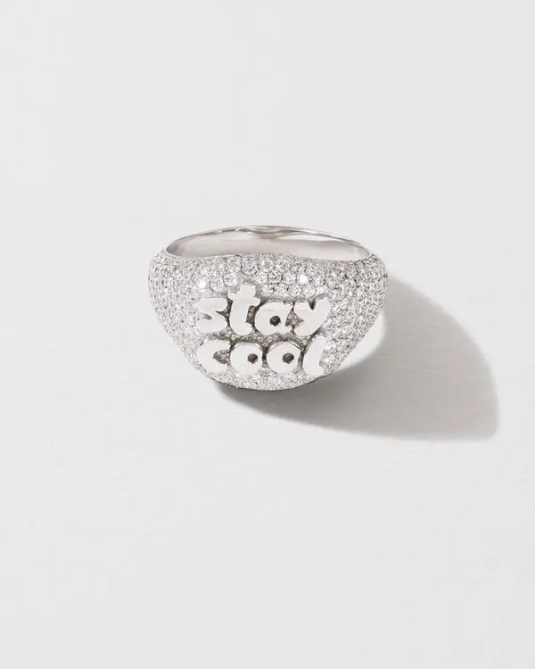 ROXANNE FIRST Diamond ‘stay Cool’ Signet Ring - White Gold