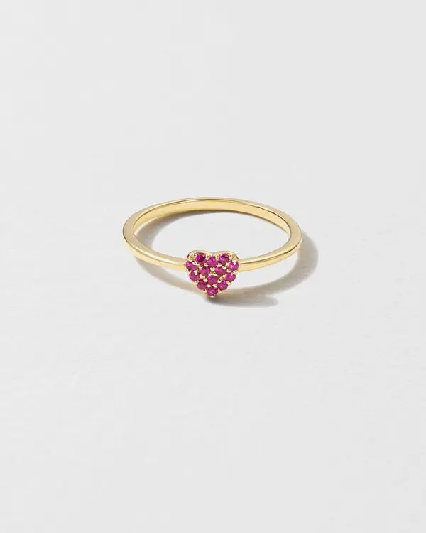 ROXANNE FIRST Pink Sapphire Heart Ring - Yellow Gold