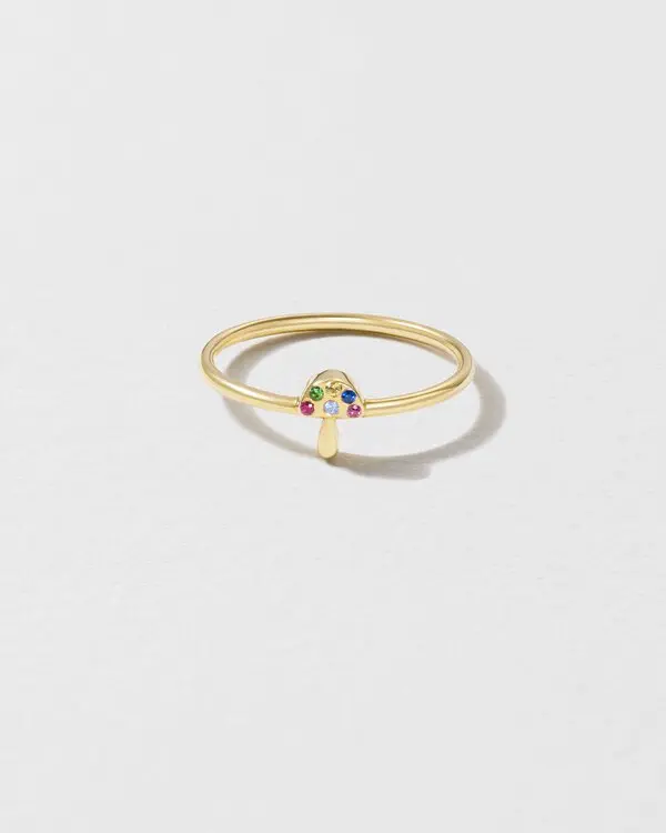 ROXANNE FIRST Rainbow Sapphire Mushroom Ring - Yellow Gold