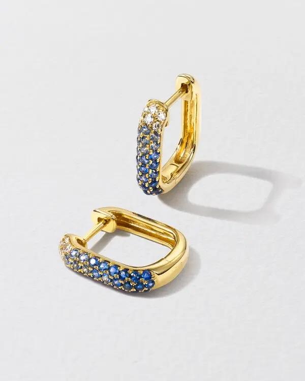 ROXANNE FIRST Diamond And Sapphire Oval Hoop Earrings - Yellow Gold