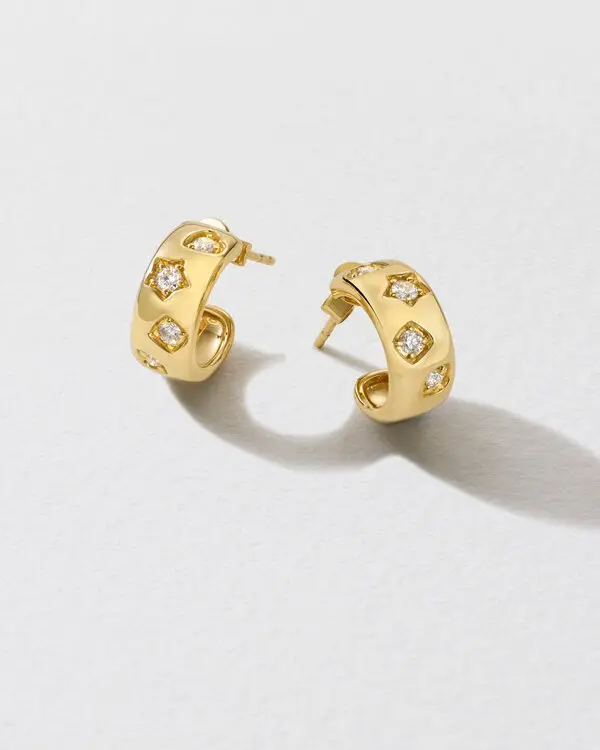 ROXANNE FIRST Diamond Hoop Earrings - Yellow Gold