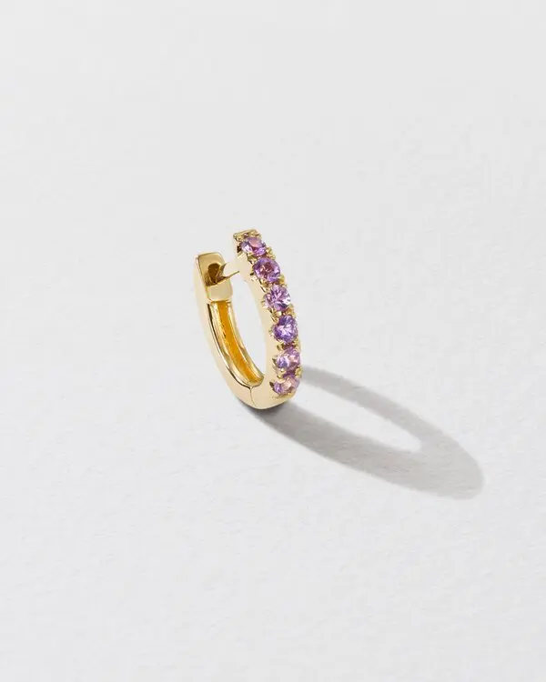 ROXANNE FIRST Lilac Sapphire Huggie Earring - Yellow Gold