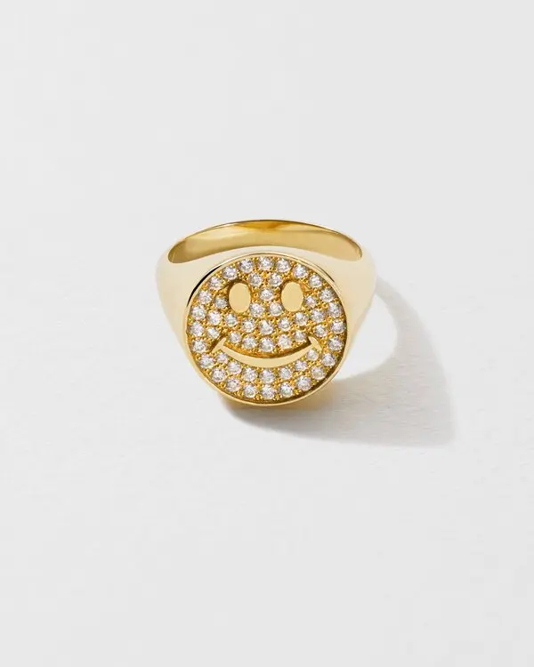 ROXANNE FIRST Pavé Diamond Signet Ring - Yellow Gold