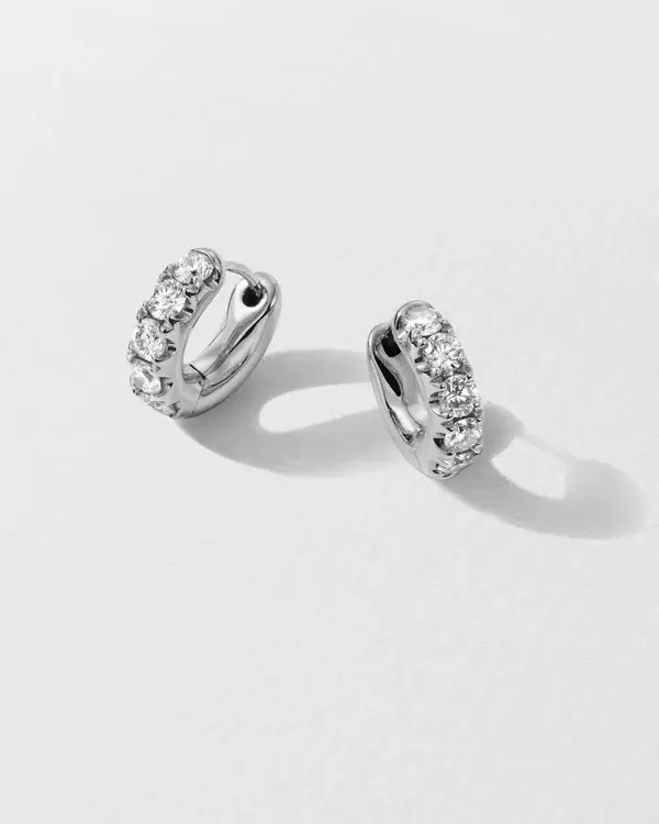 ROXANNE FIRST Super Duper Diamond Hoop Earrings - White Gold