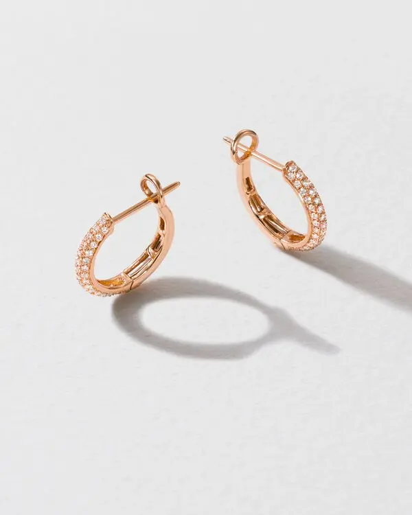 ROXANNE FIRST Diamond Pavé Hoop Earrings - Rose Gold