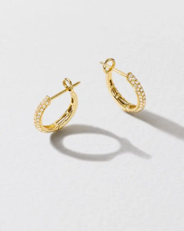 ROXANNE FIRST Diamond Pavé Hoop Earrings - Yellow Gold