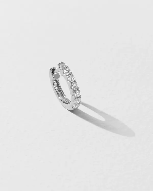 ROXANNE FIRST Medium Diamond Huggie Earring - White Gold