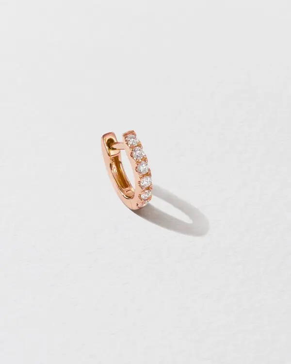 ROXANNE FIRST Mini Diamond Chubby Huggie Earring - Rose Gold
