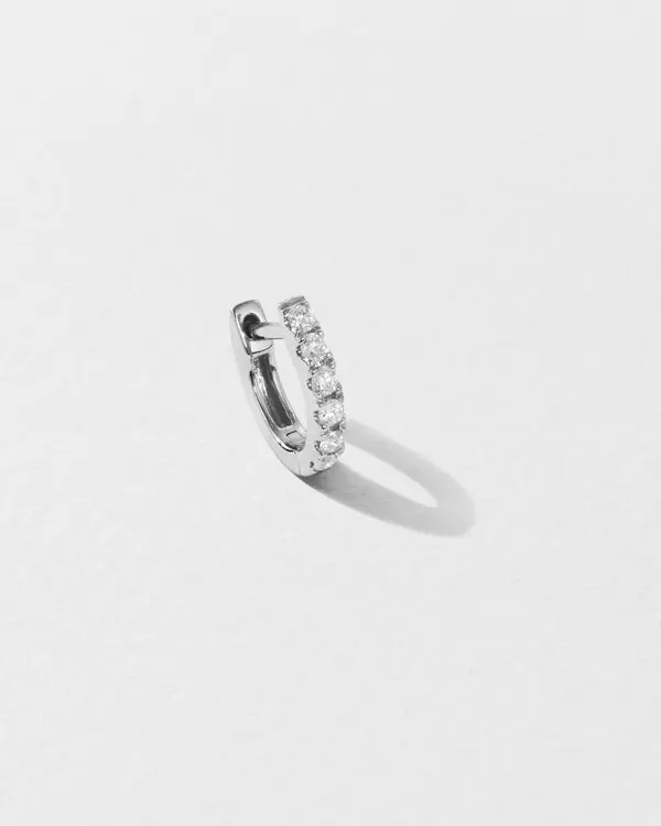 ROXANNE FIRST Mini Diamond Chubby Huggie Earring - White Gold