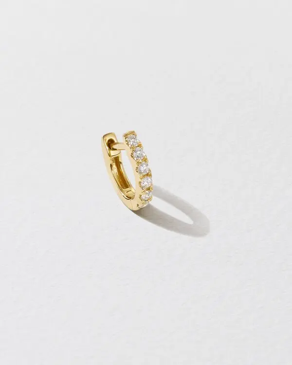 ROXANNE FIRST Mini Diamond Chubby Huggie Earring - Yellow Gold