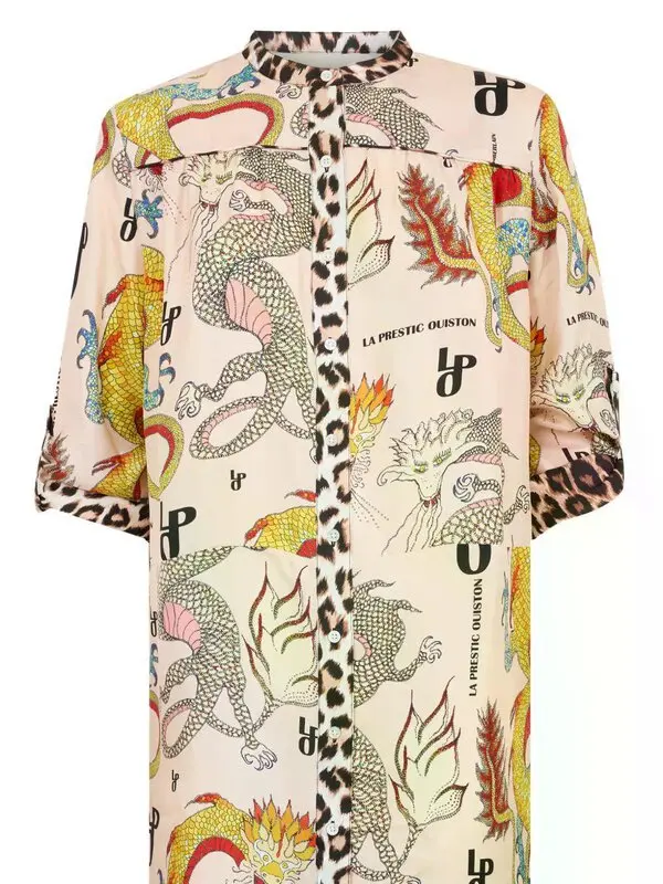 La Prestic Ouiston Dragon-print Shirt Dress