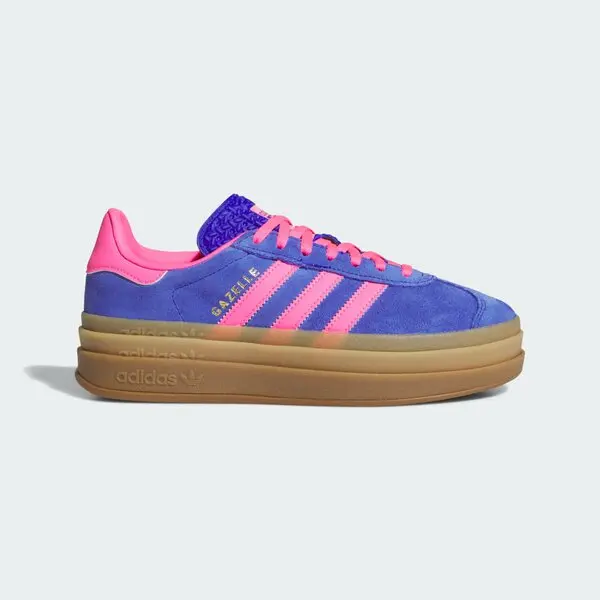 Adidas Gazelle Bold Sneakers - Lucid Blue / Lucid Pink / Gold Metallic