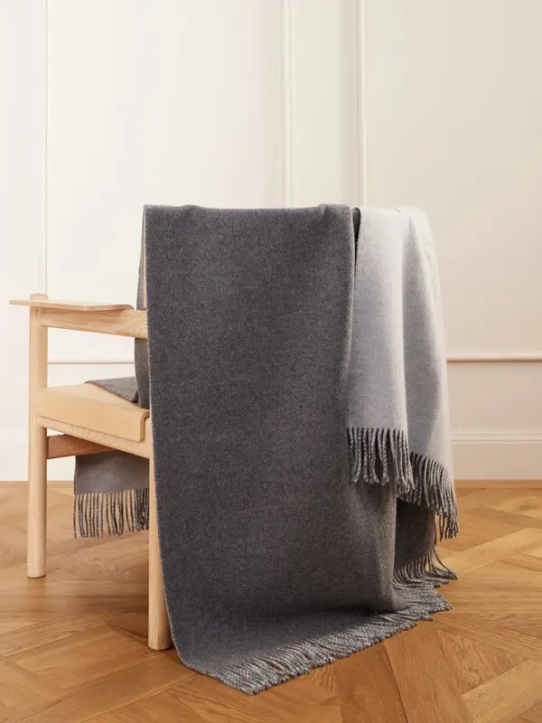 Brunello Cucinelli Fringed Cashmere Blanket - Gray