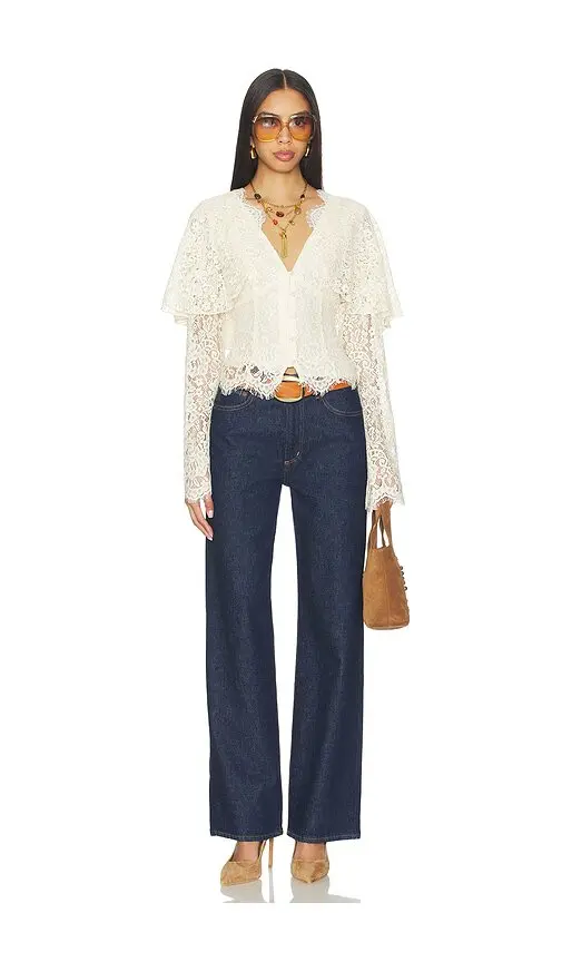 Tularosa Clarissa Lace Top With Exaggerated Sleeves - Ivory