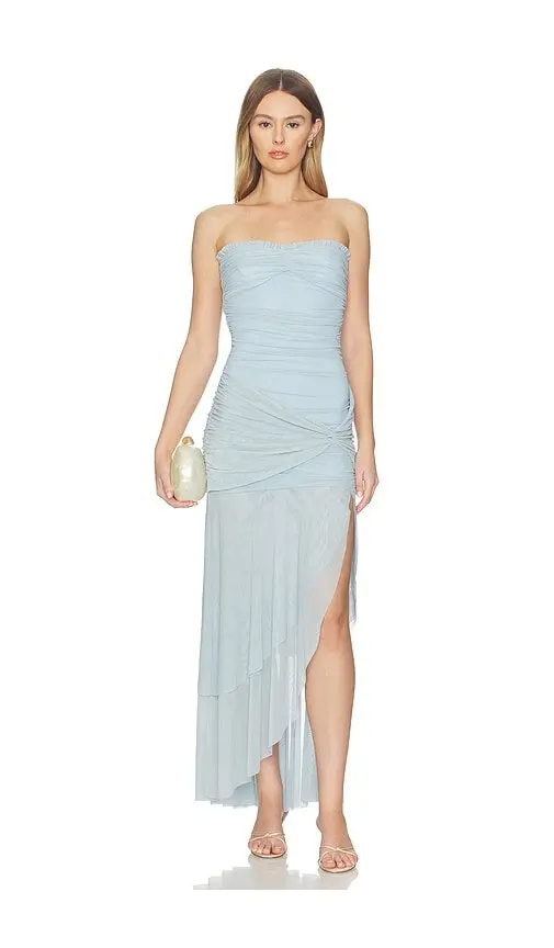 Majorelle Geneva Strapless Ruched Maxi Dress - Baby Blue
