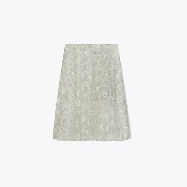 Tory Burch Embellished Sequin A-line Skirt - Marshmallow